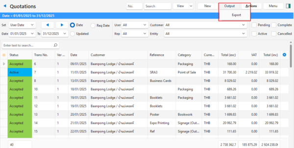 Output Button - Business Operating Software