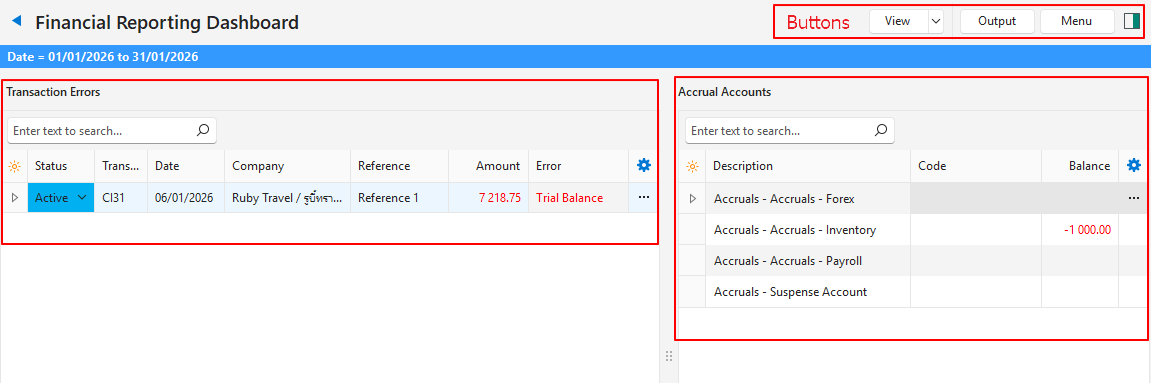 Financial Reporting Dashboard Interface - Business Operating Software