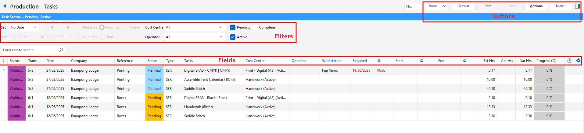 Production Planning Tasks - Business Operating Software