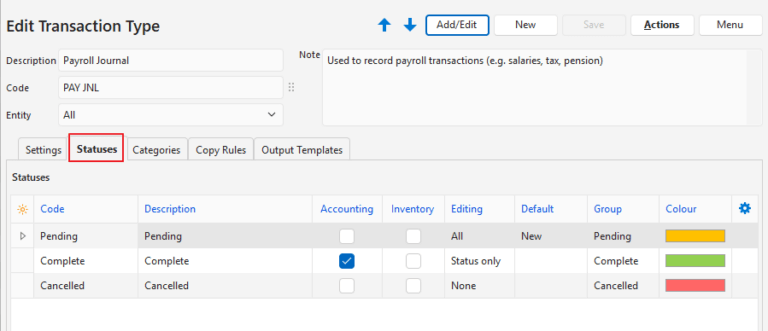 Setup Example - Payroll Journal - Business Operating Software